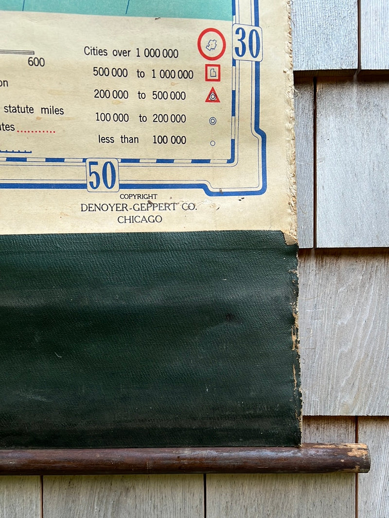 vintage, pull down, map, borth america, Munchen, germany, school ...