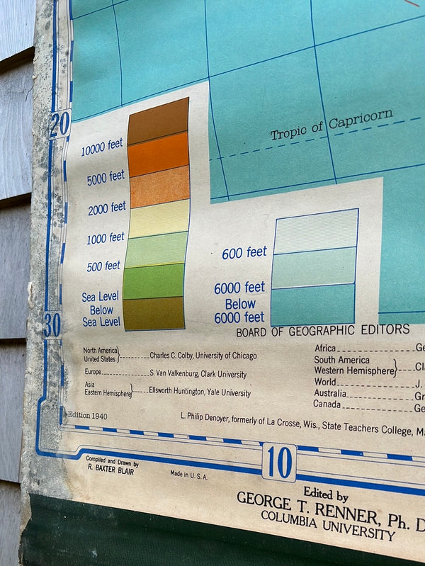 vintage, pull down, map, borth america, Munchen, germany, school ...